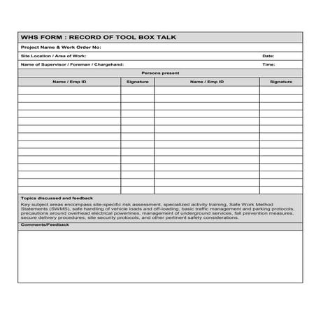 Work Health Safety Form,Work Health Safety Form | PDF