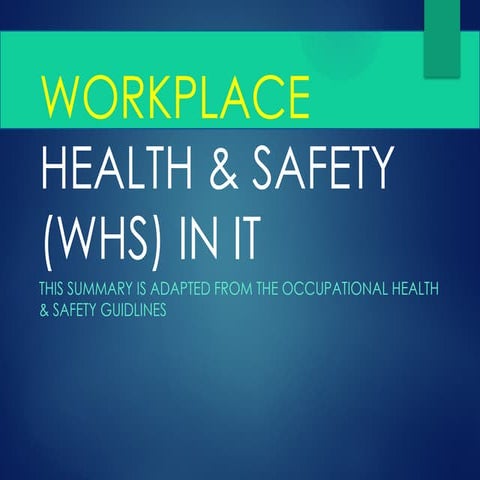 Comprehensive Workplace Health & Safety (WHS) Guidelines for IT ...