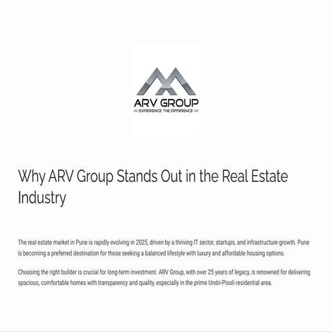 Why ARV Group Stands Out in the Real Estate Industry? | PPT