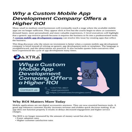 Boost ROI with Custom Mobile App Development | PDF