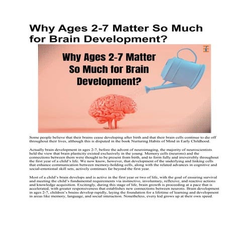 Why brain development in ages 2-7 Matter so much? | Future Education ...