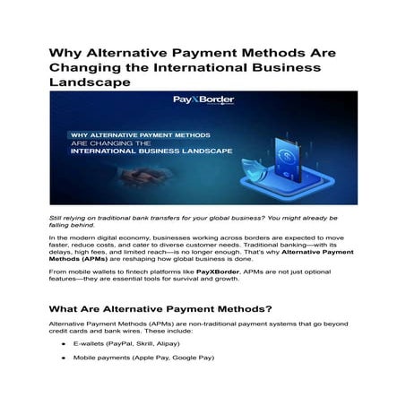 Why Alternative Payment Methods Are Changing the International Business ...
