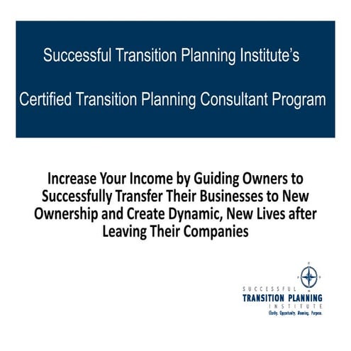 Why an advisor should become a Transition Planning Consultant | PPT