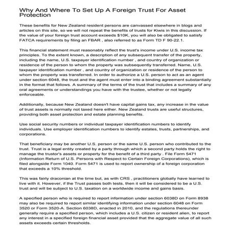 Why And Where To Set Up A Foreign Trust For Asset Protection | PDF