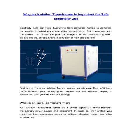 Why an Isolation Transformer is Important for Safe Electricity Use | PPT