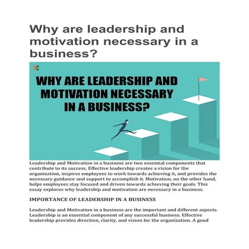 Leadership and Motivation in a business: Why it is Proven Necessary ...