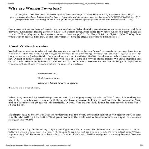 Why are women_powerless | PDF | Christianity | Religion & Spirituality