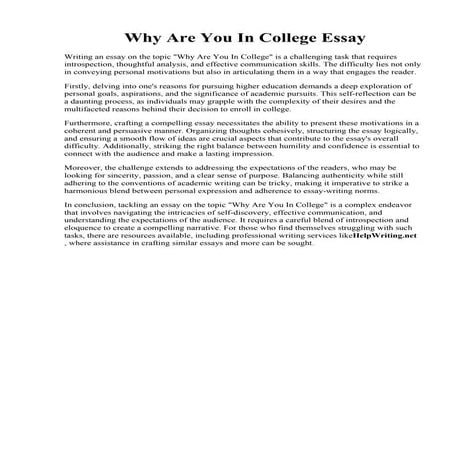 Why Are You In College Essay | PDF