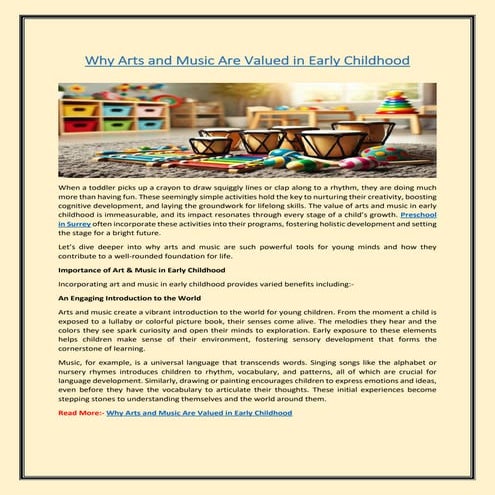 Why Arts and Music Are Valued in Early Childhood | PDF