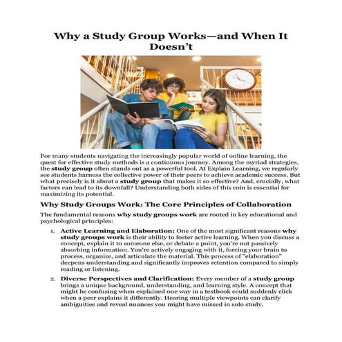 Why a Study Group Works—and When It Doesn’t | PDF