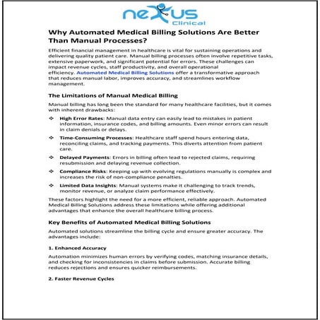 Why Automated Medical Billing Solutions Are Better Than Manual ...