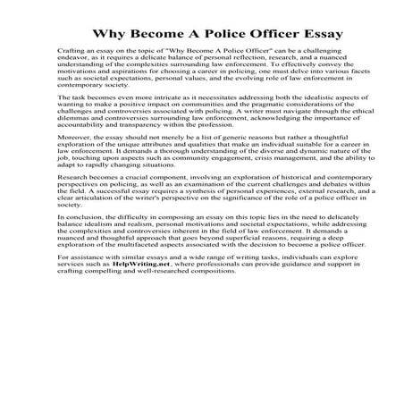 Why Become A Police Officer Essay. The Aim In Life To Become A Police ...
