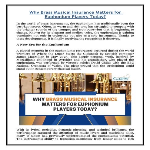 Why Brass Musical Insurance Matters for Euphonium Players Today? | PDF