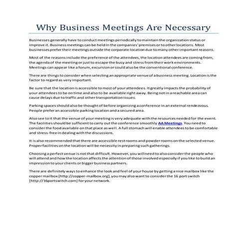 Why business meetings are necessary | DOCX