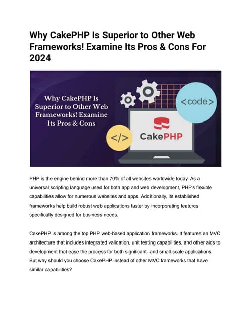 Why Cakephp Is Superior To Other Web Frameworks Examine Its Pros And Cons For 2024 Pdf