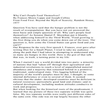 Why Cant People Feed ThemselvesBy Frances Moore Lappe and Jose.docx