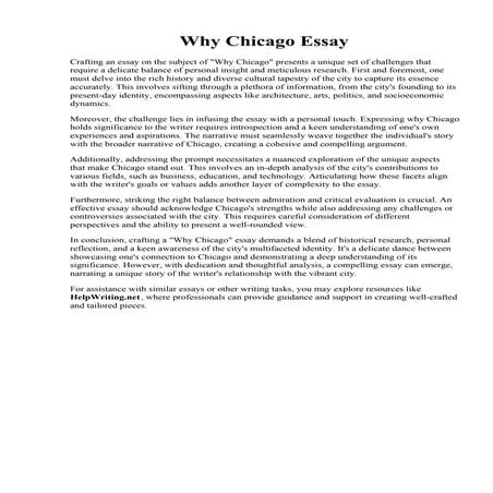 Why Chicago Essay. Chicago style dissertation format | PDF