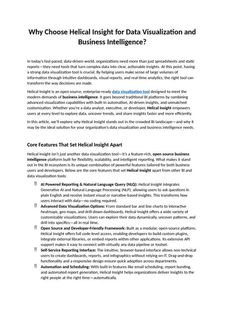 Why Choose Helical Insight For Data Visualization And Business