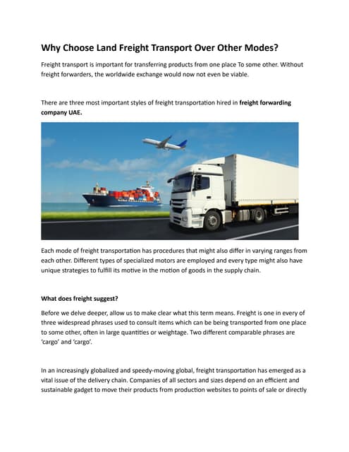 What is inland transport: A comprehensive guide | PDF