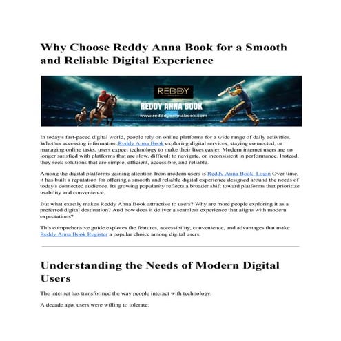 Why Choose Reddy Anna Book for a Smooth and Reliable Digital Experience ...