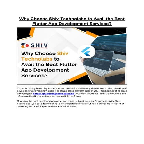 Top Reasons to Choose Shiv Technolabs for Flutter App Development | PDF