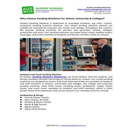 Why choose vending machines for school, university & colleges | PDF