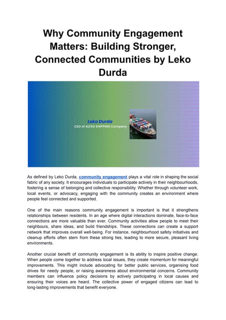 Building Resilient Communities Through Engagement | PDF