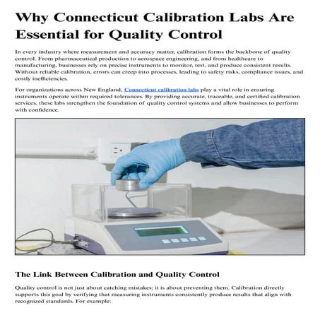 Why Connecticut Calibration Labs Are Essential for Quality Control | PDF