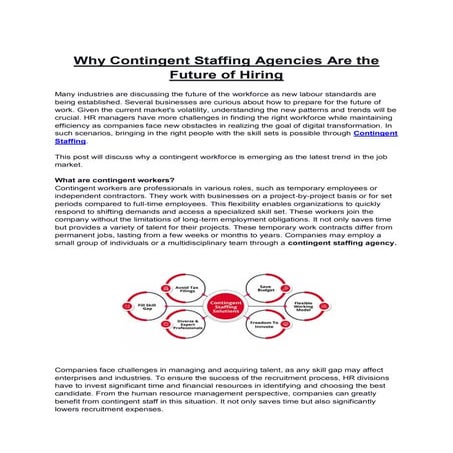 Why Contingent Staffing Agencies Are the Future of Hiring | PDF