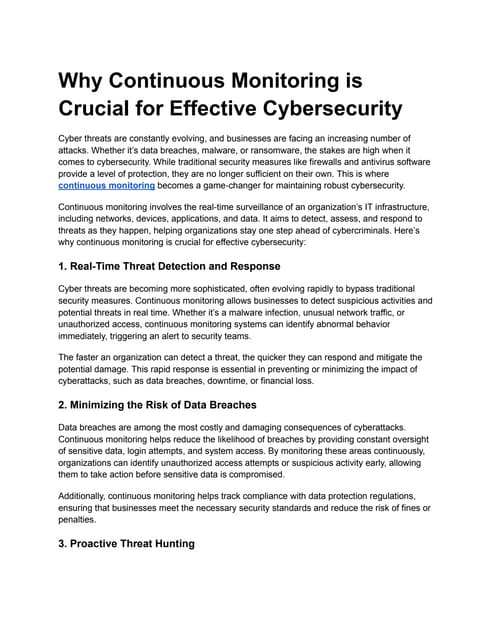 Network Security Monitoring A Crucial Layer of Cyber Defense | PDF