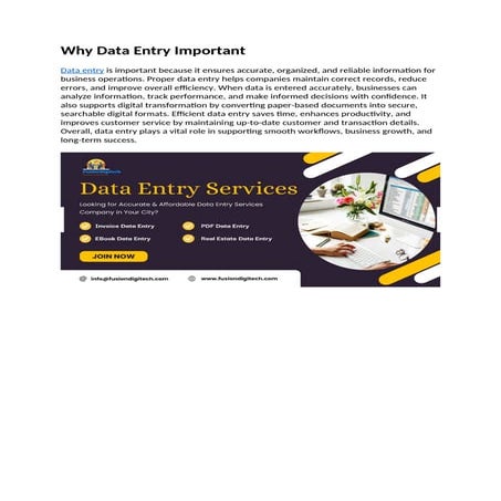 Why Data Entry Important | Fusion Digitech | DOCX