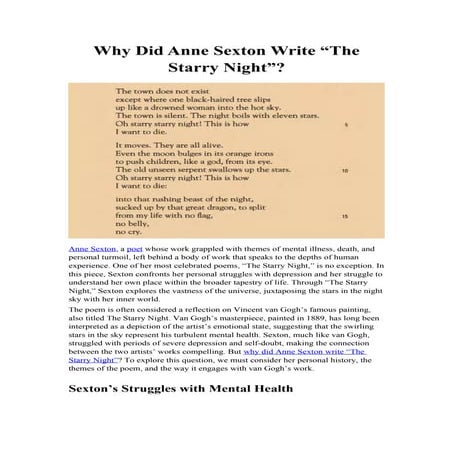 Why Did Anne Sexton Write “The Starry Night”.docx