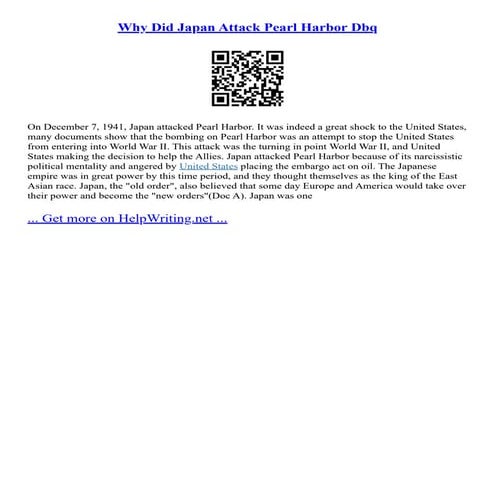 Why Did Japan Attack Pearl Harbor Dbq | PDF