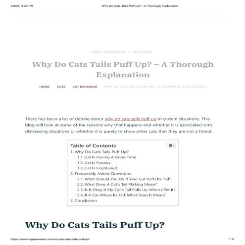 Why do cats tails puff up a thorough explanation | PDF
