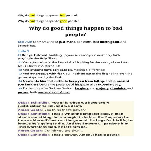 Why do Good Things Happen to Bad People | DOCX