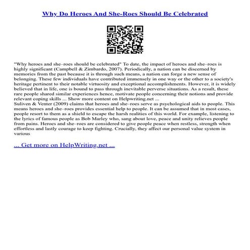Why Do Heroes And She-Roes Should Be Celebrated | PDF