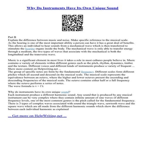 Why Do Instruments Have Its Own Unique Sound | PDF