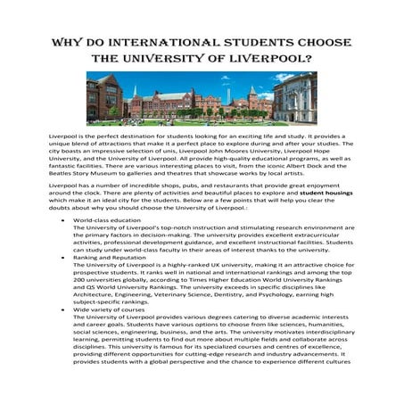 Why do international students choose the University of Liverpool | PDF