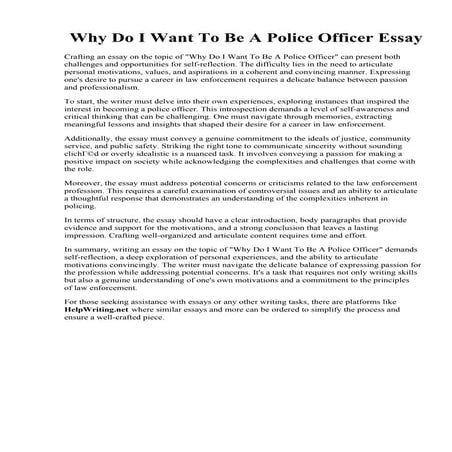 Why Do I Want To Be A Police Officer Essay | PDF