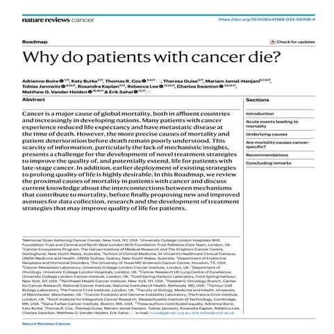 Why do patients with cancer die NATURE review | PDF