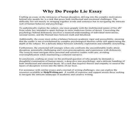 Why Do People Lie Essay | PDF