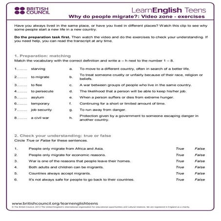 Why do people_migrate_-_exercises | PDF