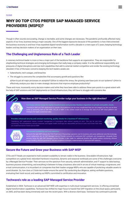 SAP Managed Services – Picking The Perfect Partner - Techwave.pdf | Cloud Computing | Internet