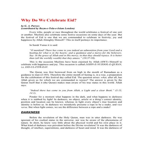 Why do we celebrate Eid | PDF