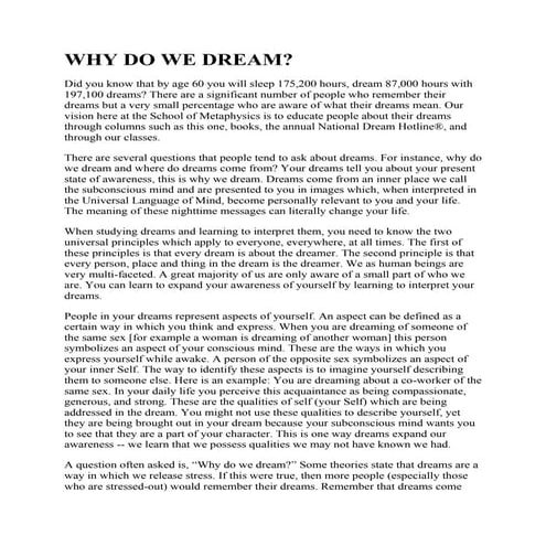 Why do we dream | DOCX