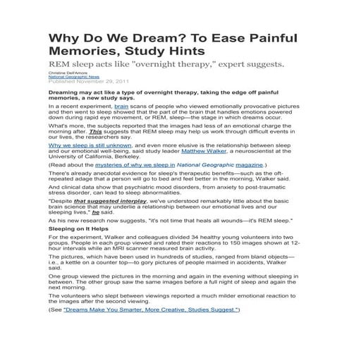 Why do we dream ? | DOCX