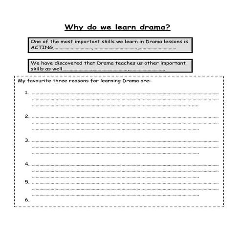 Why do we learn drama worksheet | DOCX