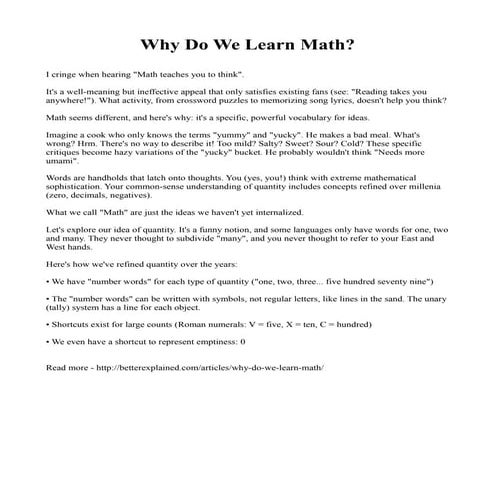 Why do we learn math | PDF