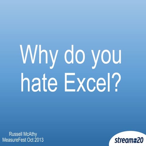 Excel For Marketers Why Do You Hate Excel Measurefest 2013 Ppt 