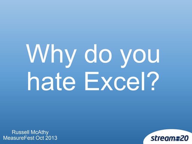Excel For Marketers Why Do You Hate Excel Measurefest 2013 Ppt